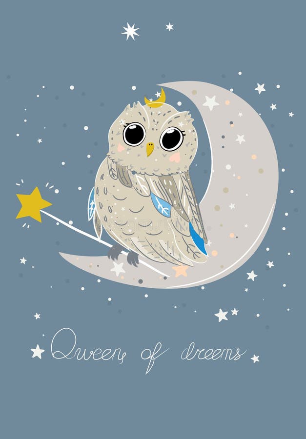 Good Night Poster for Baby Room with Magic Owl. Stock Vector ...