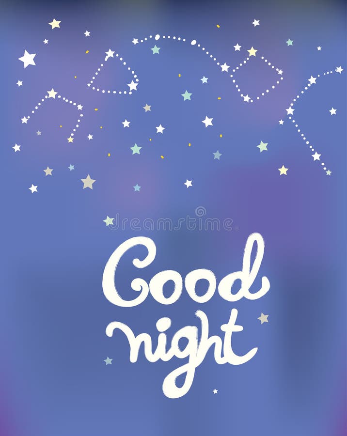 Good Night Poster with Constellations and Stars Stock Vector ...