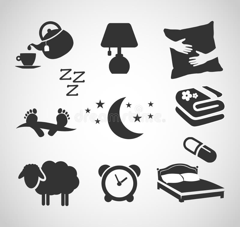 Good Night - Sleep Icon Set Stock Illustration - Illustration of good ...