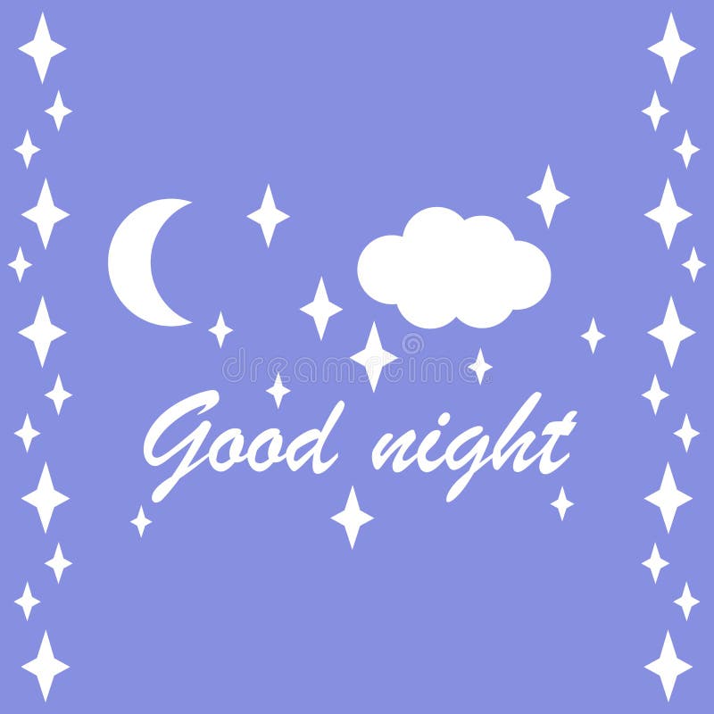Good Night Text. Stars and Moon on Blue Stock Illustration ...