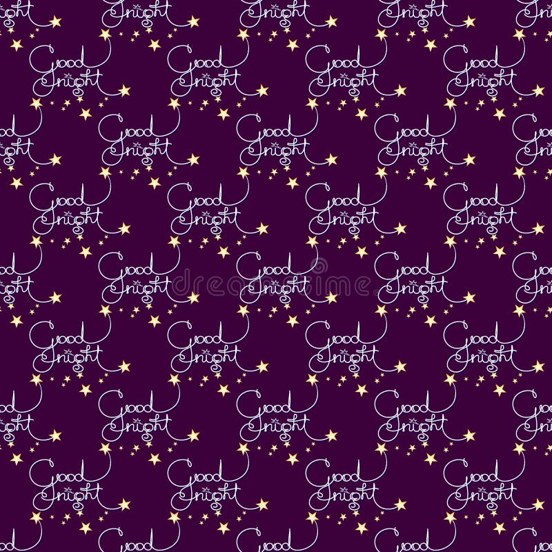 Good Night. Vector Seamless Pattern of Handwritten Words. Stock Vector ...