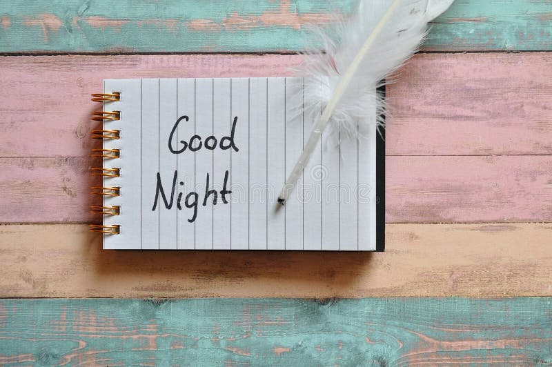 Good Night Write in Notebook Stock Image - Image of floor, sign: 357726013
