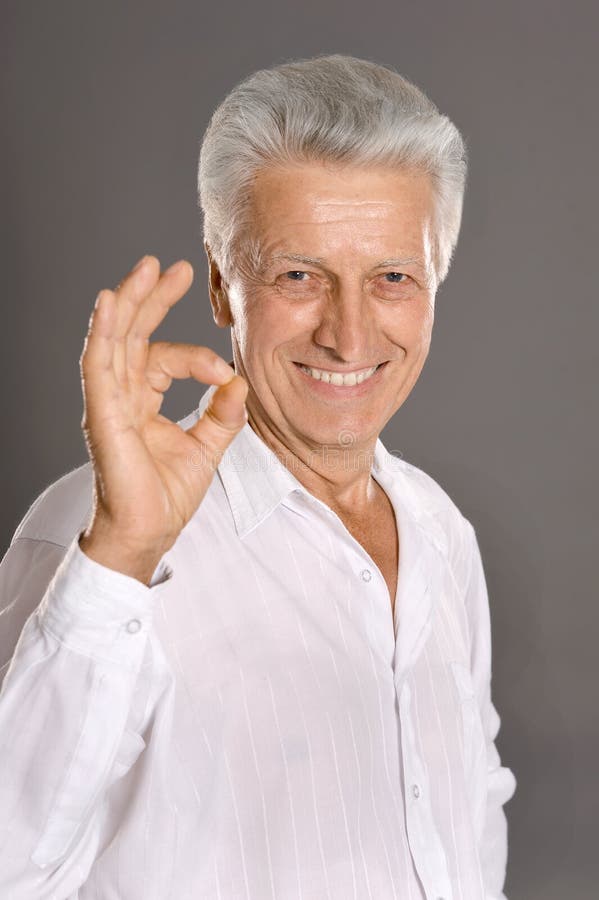 Good old man showing ok stock photo. Image of emotions - 38193182