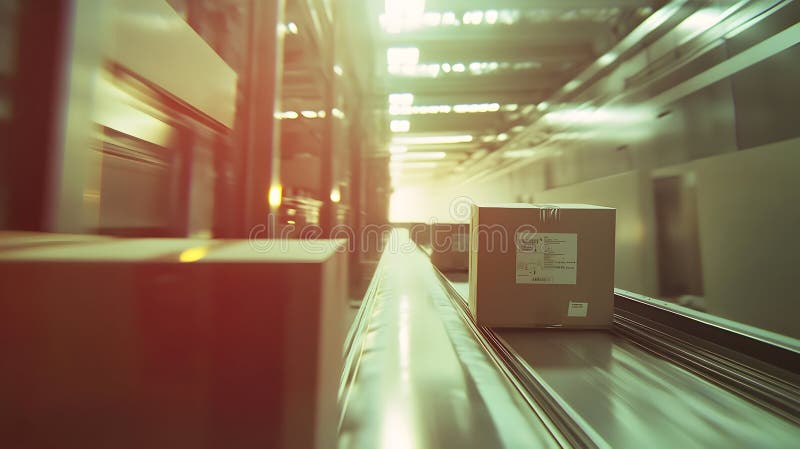 Cardboard Boxes on Automated Conveyor System in Warehouse Environment ...