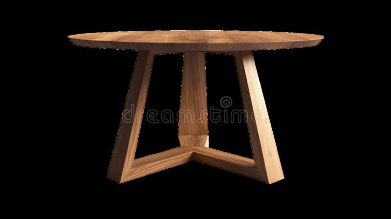 Minimalist Wooden Round Side Table with Triangular Base Stock Photo ...
