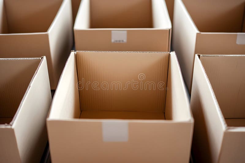 Open Cardboard Boxes Arranged Rows Shipping Storage Stock Photos - Free ...