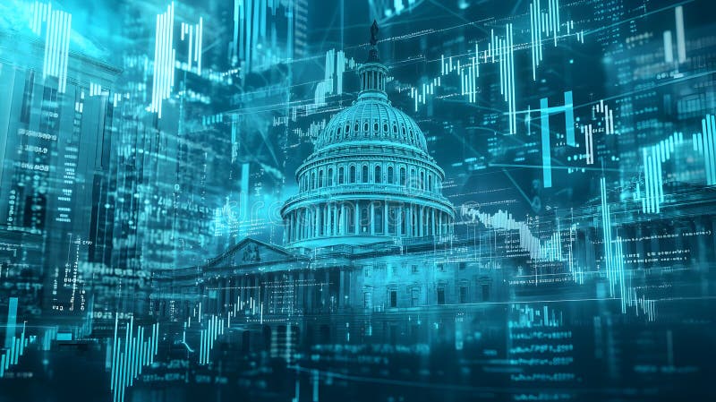 Us Capitol Building with Digital Financial Data Overlay Stock Photo ...