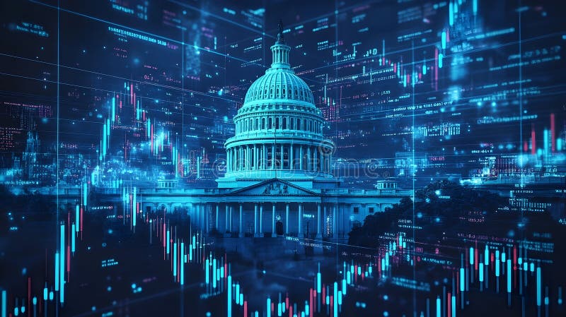 Us Capitol with Digital Stock Market Data Visualization Overlay Stock ...