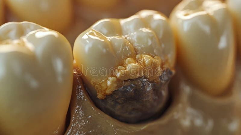 Close-up of Decayed Tooth with Severe Cavities and Plaque Buildup Stock ...
