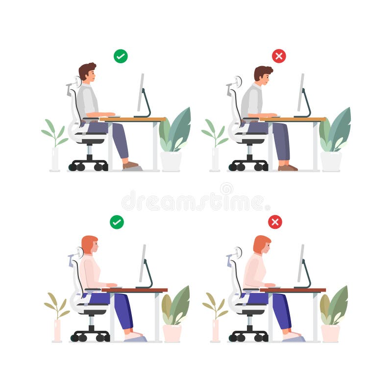 Correct Sitting Position Stock Illustrations – 626 Correct Sitting ...