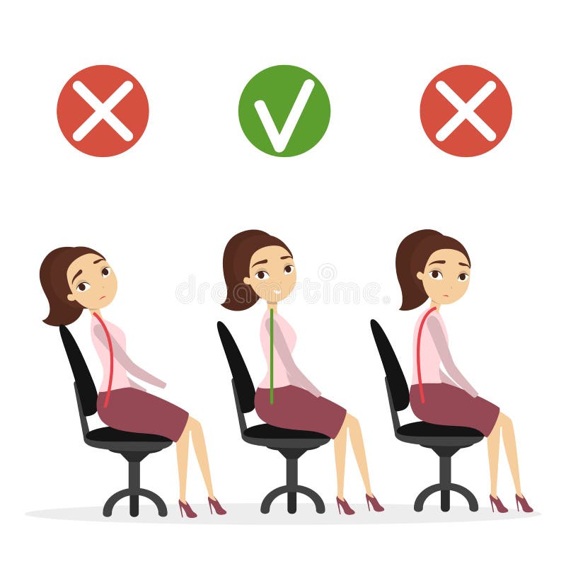 Good Bad Posture Cartoon Stock Illustrations – 343 Good Bad Posture ...