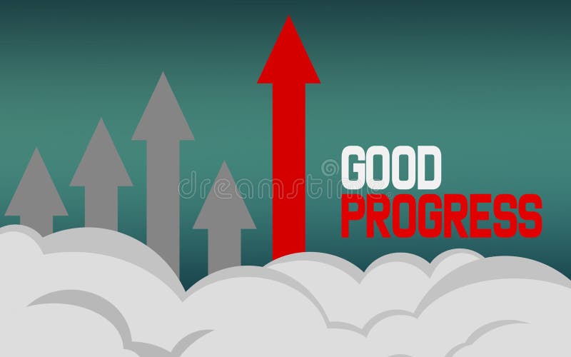 Good Progress Concept. Arrows Moving Up in the Sky Stock Illustration ...