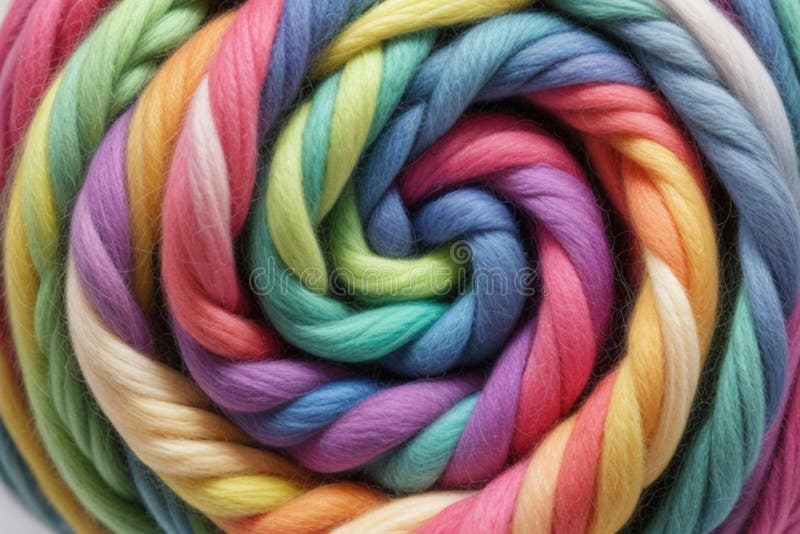 Wool Clew Closeup with Rainbow Colors AI Generated Stock Illustration ...
