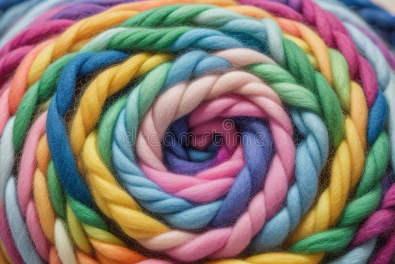 Wool Clew Closeup with Rainbow Colors AI Generated Stock Illustration ...