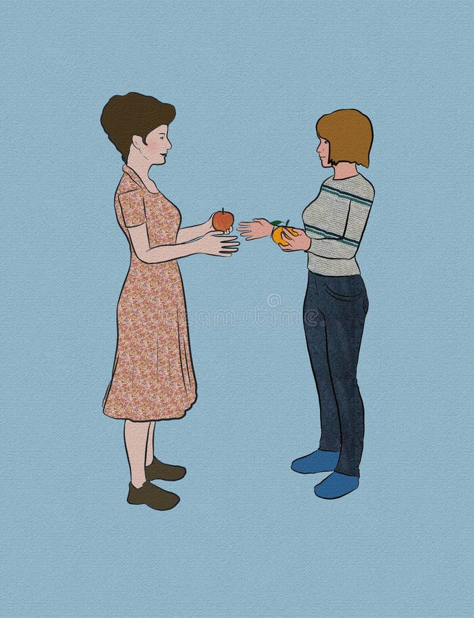 Sharing Things with Friends Stock Illustration - Illustration of ...