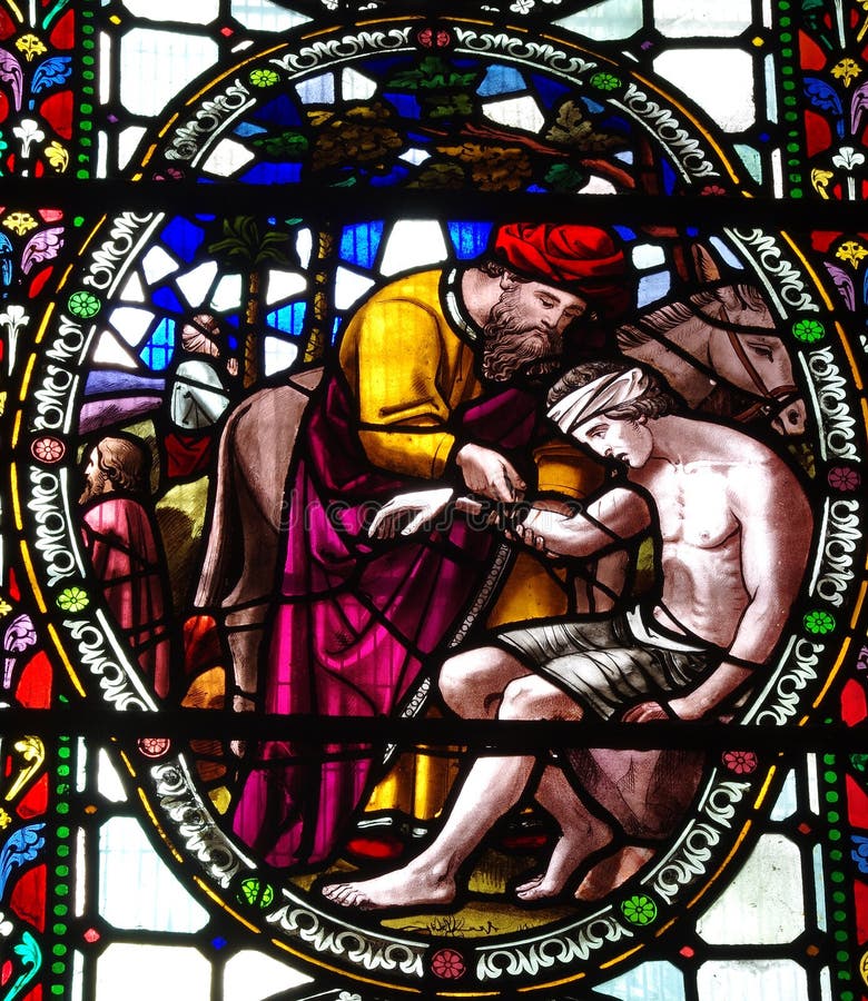 The Good Samaritan editorial photo. Image of icon, stained - 36347011