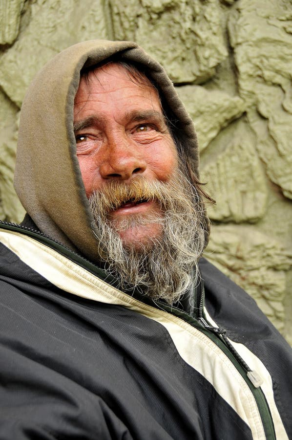 Portrait of a Homeless Man stock photo. Image of desperate - 14223094