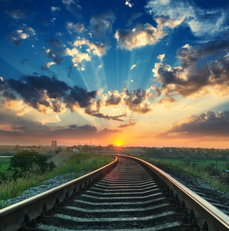 285 Sunset Over Railroad Sky Clouds Stock Photos - Free & Royalty-Free ...