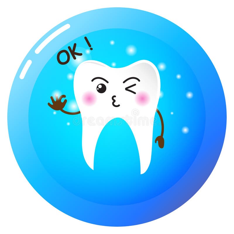 Healthy Tooth Shining Star Say OK Icon Vector. Healthy and Happy of ...