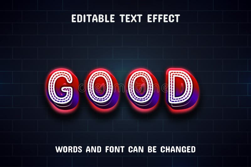 Good Text - Neon Text Effect Editable Stock Vector - Illustration of ...