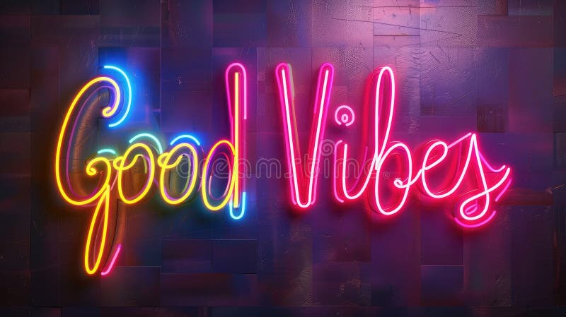 Good Vibes Neon Sign AI Generated Stock Image - Image of colorful, neon ...