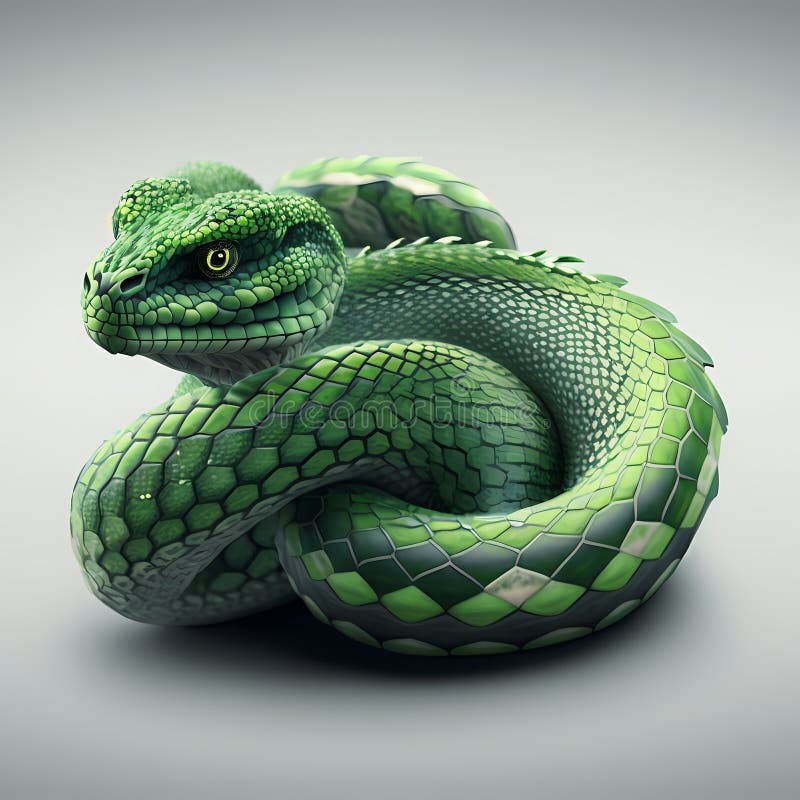 Good View Green Snake Illustration. Generative AI Stock Illustration ...