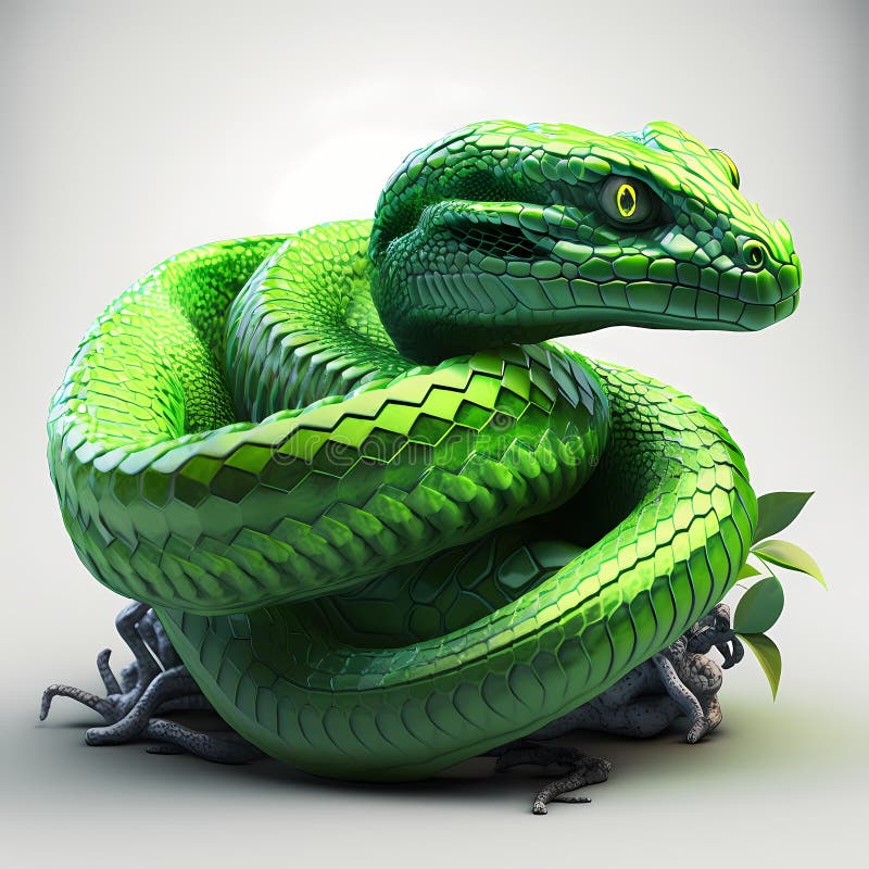 Good View Green Snake Illustration. Generative AI Stock Illustration ...