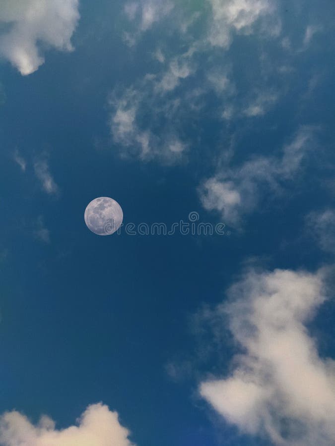 Good View in the Sky. Moon and Cloud Stock Photo - Image of good, cloud ...