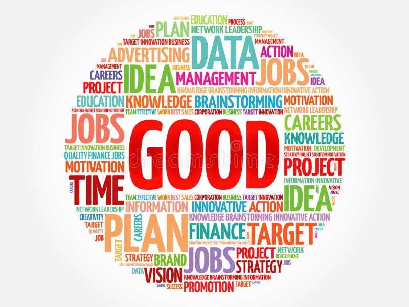 GOOD word cloud stock illustration. Illustration of idea - 206208664