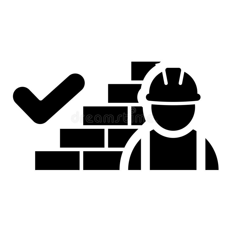 Good Work of Construction Worker Icon. Brick Wall Stock Vector ...