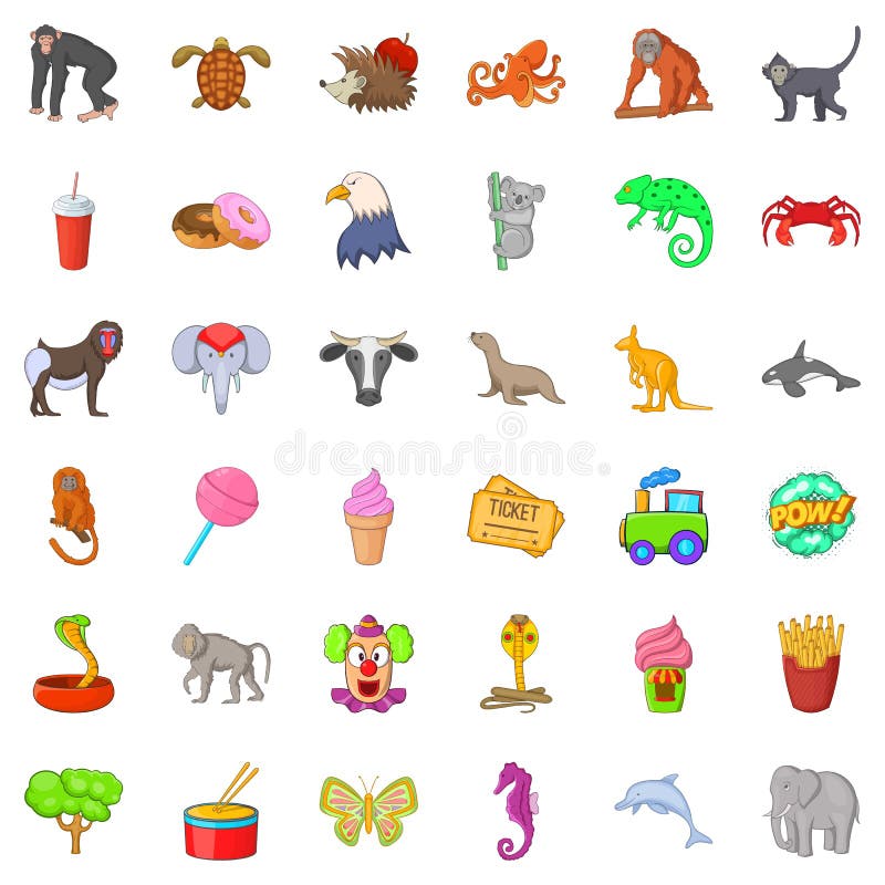Good Zoo Icons Set, Cartoon Style Stock Vector - Illustration of lion ...