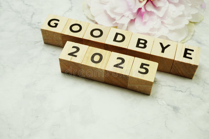 Goodbye 2025 Alphabet Letters on Marble Background Stock Image - Image ...