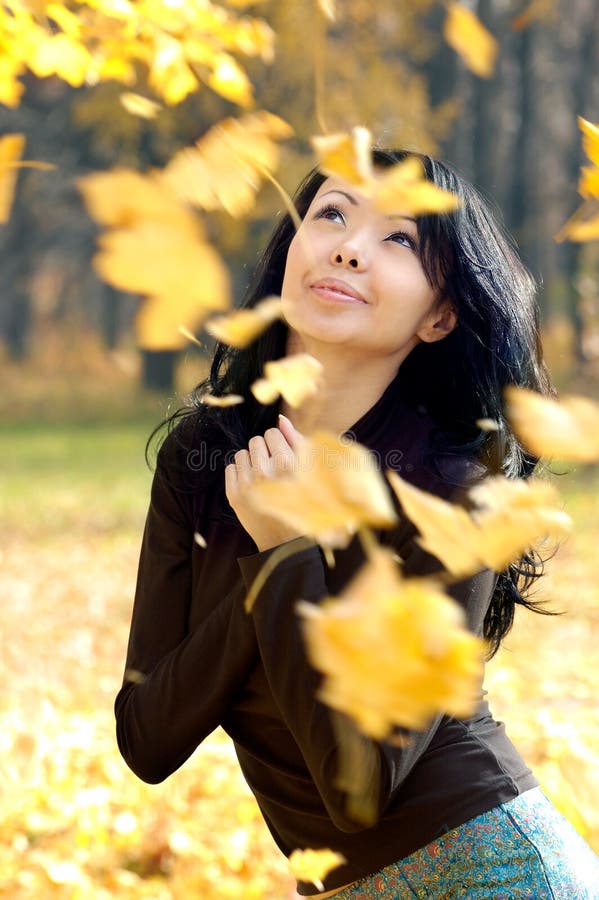 Goodbye, autumn stock image. Image of lady, foliage, environment - 1676575