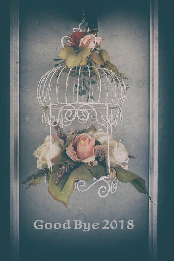 Goodbye 2018 card stock photo. Image of card, time, bird - 132945436