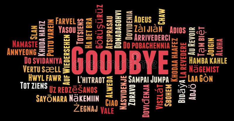 Goodbye in Different Languages Word Cloud Concept on Black Stock ...