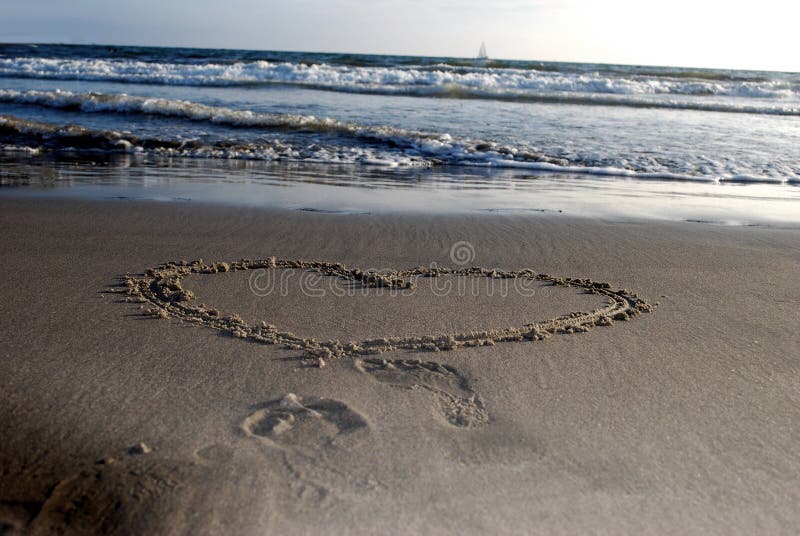 A Goodbye Heart on Ocean Shore Stock Photo - Image of farewell, parting ...