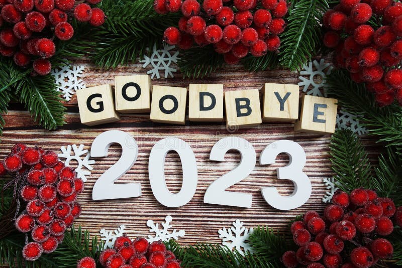 Goodbye 2023 Holidays Celebration with Christmas Decorations Background ...