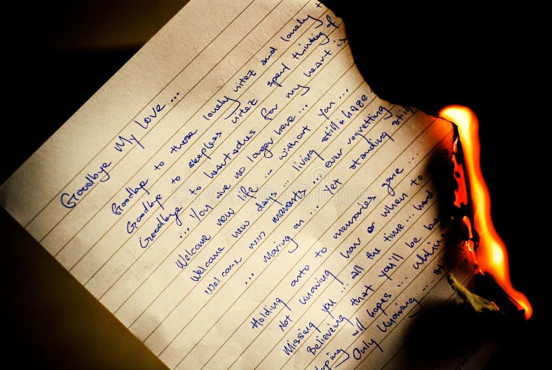 Goodbye letter burning stock photo. Image of erasing, flames - 4256124