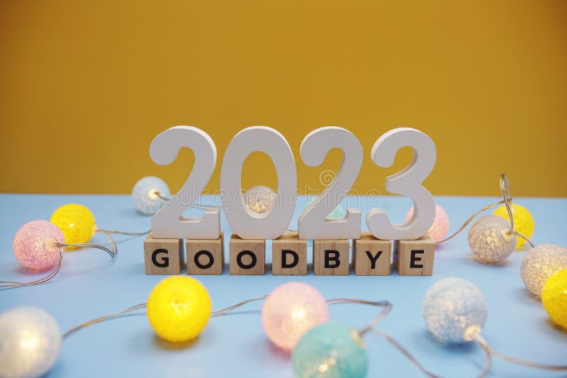 Goodbye 2023 Letters with LED Cotton Balls Decoration on Blue ...