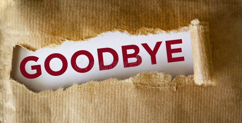 Goodbye Text Appearing Behind Torn Brown Paper Stock Photo - Image of ...