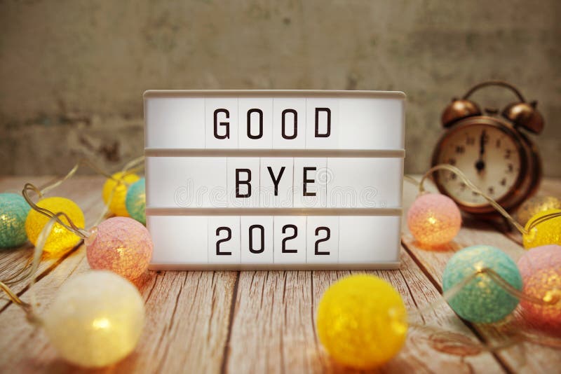 Goodbye 2022 Text on Lightbox on Wooden Background Stock Photo - Image ...