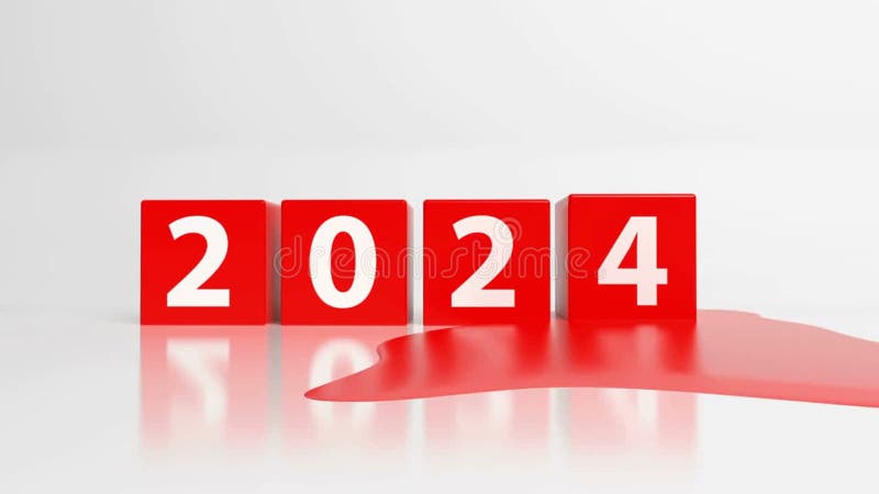 Goodbye 2023, Welcome 2024. Side View of Purple Cubes with Numbers ...