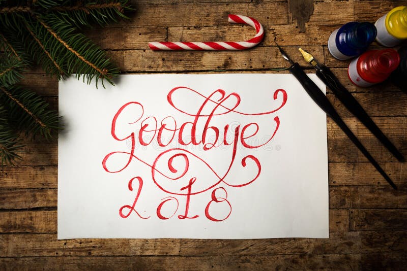 Goodbye 2018 Written in Red Ink Stock Photo - Image of note, beginning ...