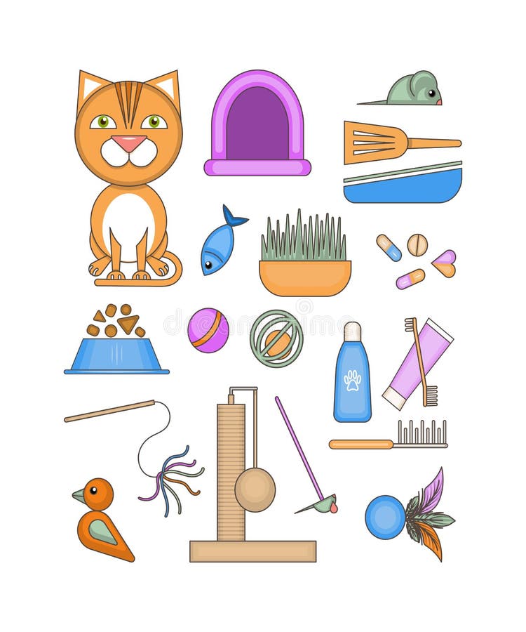 Goods for Cats. a Set of Objects for Design Stock Vector - Illustration ...