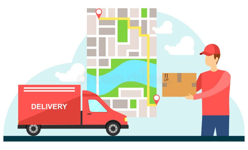 Goods Delivery, Goods Delivery Machine Icon with Courier. Delivery Icon ...