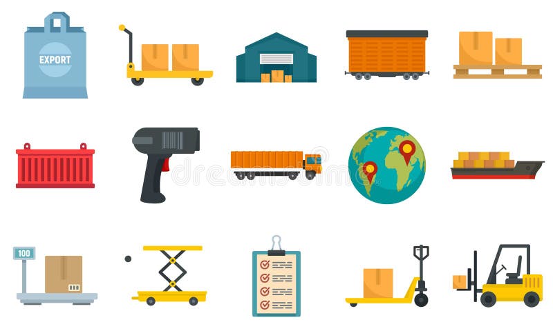 World Goods Export Icons Set, Outline Style Stock Vector - Illustration ...