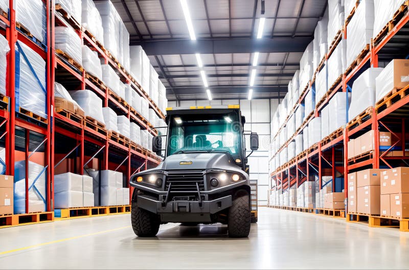 Goods Loader, Cargo Equipment at a Large Modern Warehouse of Goods ...