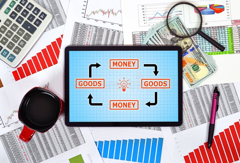 Goods and money scheme stock image. Image of financial - 60164489