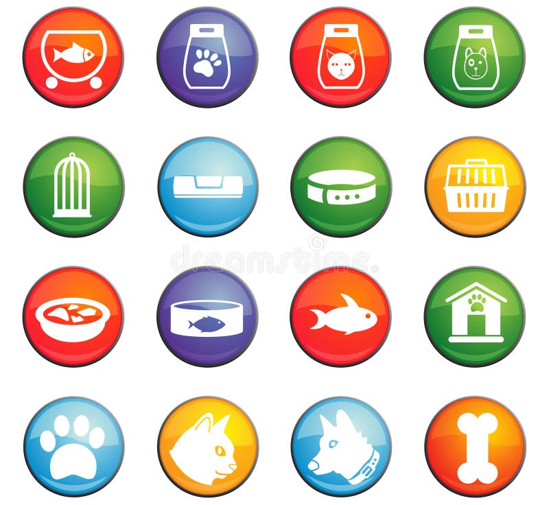 Goods for pets icon set stock illustration. Illustration of forage ...