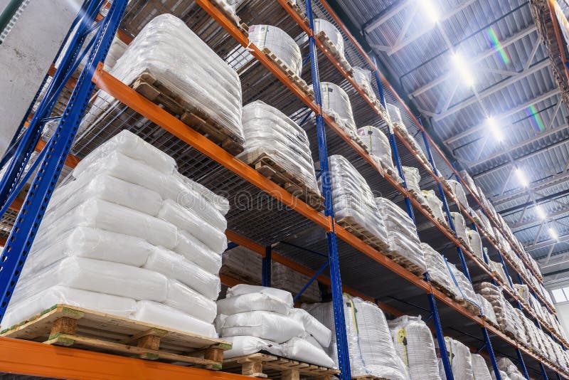 Goods are on the Shelves of a Large Warehouse of Products Stock Image ...